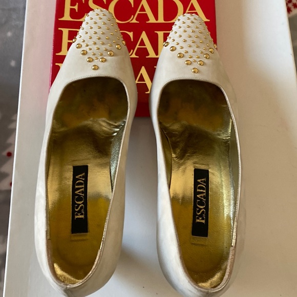 Escada | Shoes | Vintage Escada Suede Pumps With Gold Accents Size 75b ...